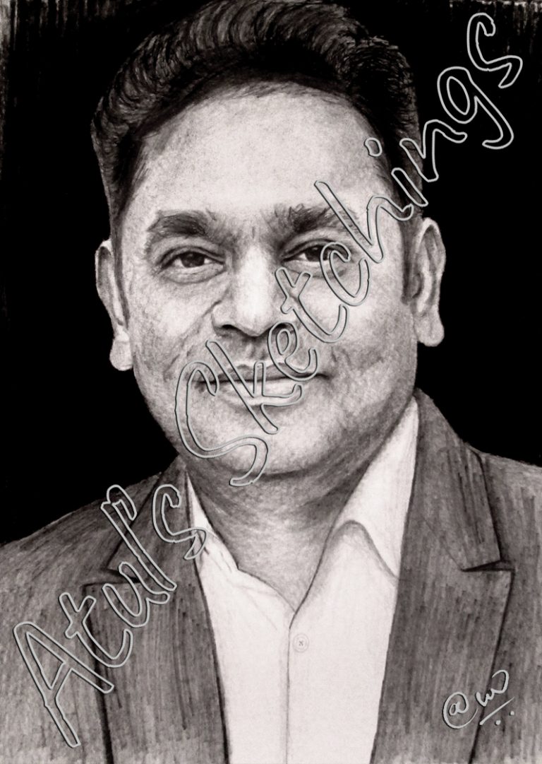 A. R. Rahman Pencil Sketch, Drawing, Realistic Art