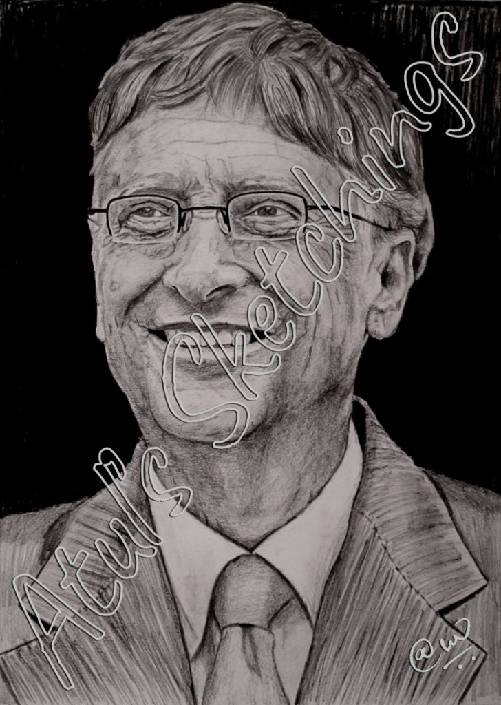 Bill Gates Pencil Sketch, Drawing, Realistic Art