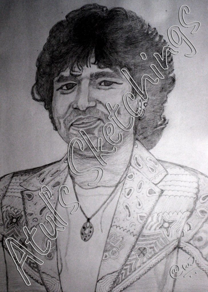 Kailash Kher Pencil Sketch, Drawing, Realistic Art